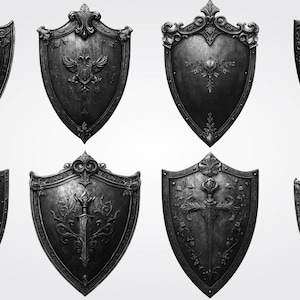 Gothic Knight Shield Clipart PNG, Medieval Armor Digital Download ...