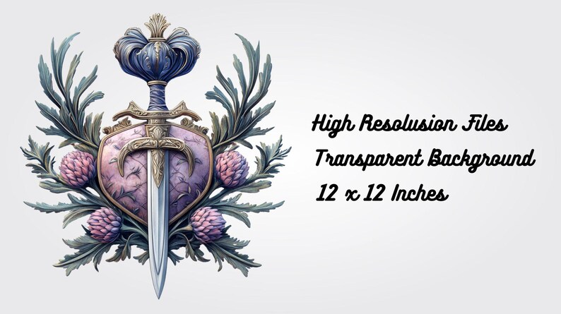 Scottish Clan Crest Clipart: Thistle & Sword Heraldry (digital Download ...