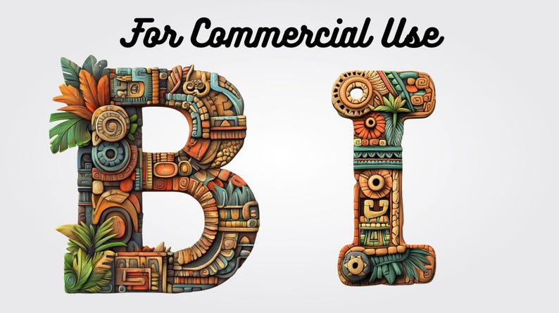 Mayan Alphabet Clipart: Ancient Tribal Letters PNG (digital Download ...