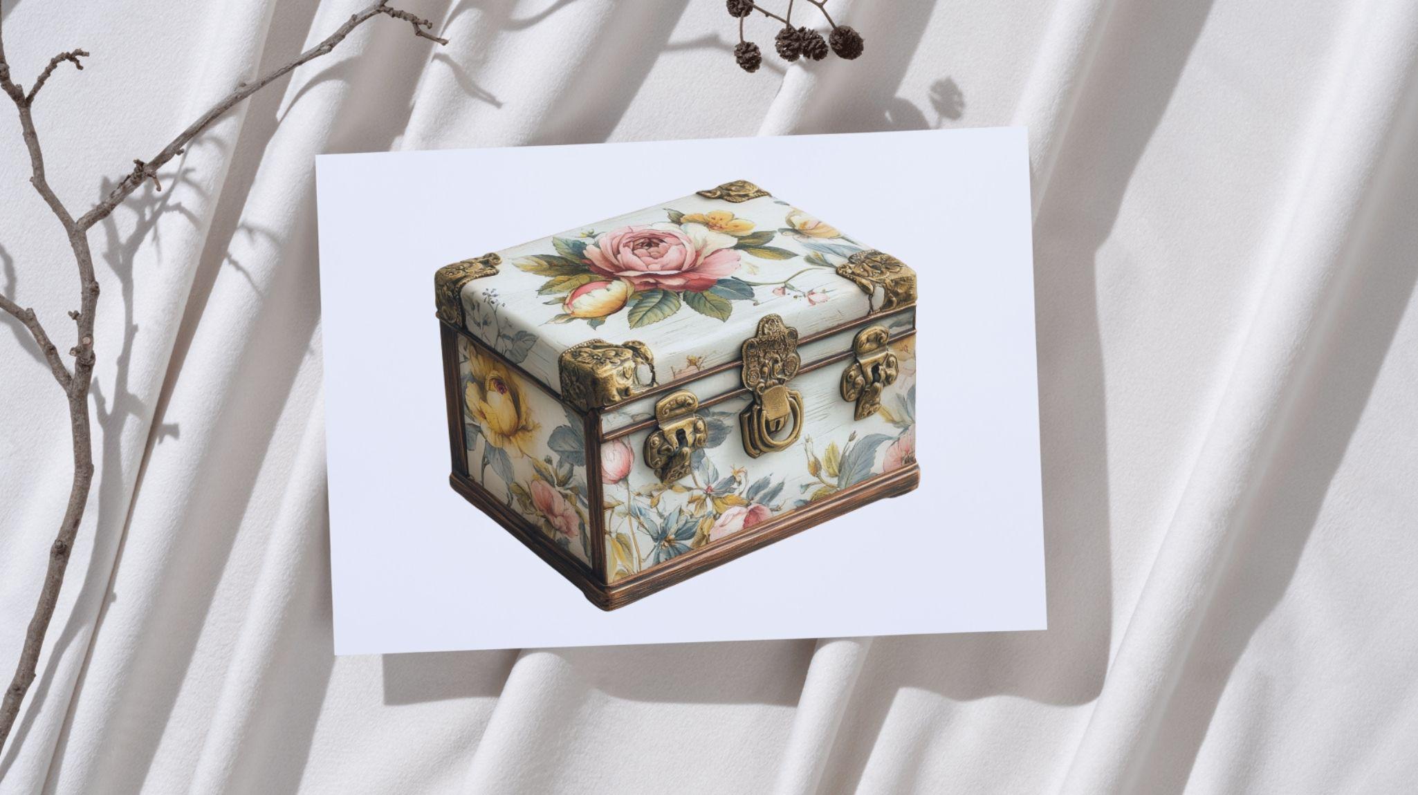 Decorative Storage Box Clipart, Vintage Wooden Box PNG Set, Rustic ...