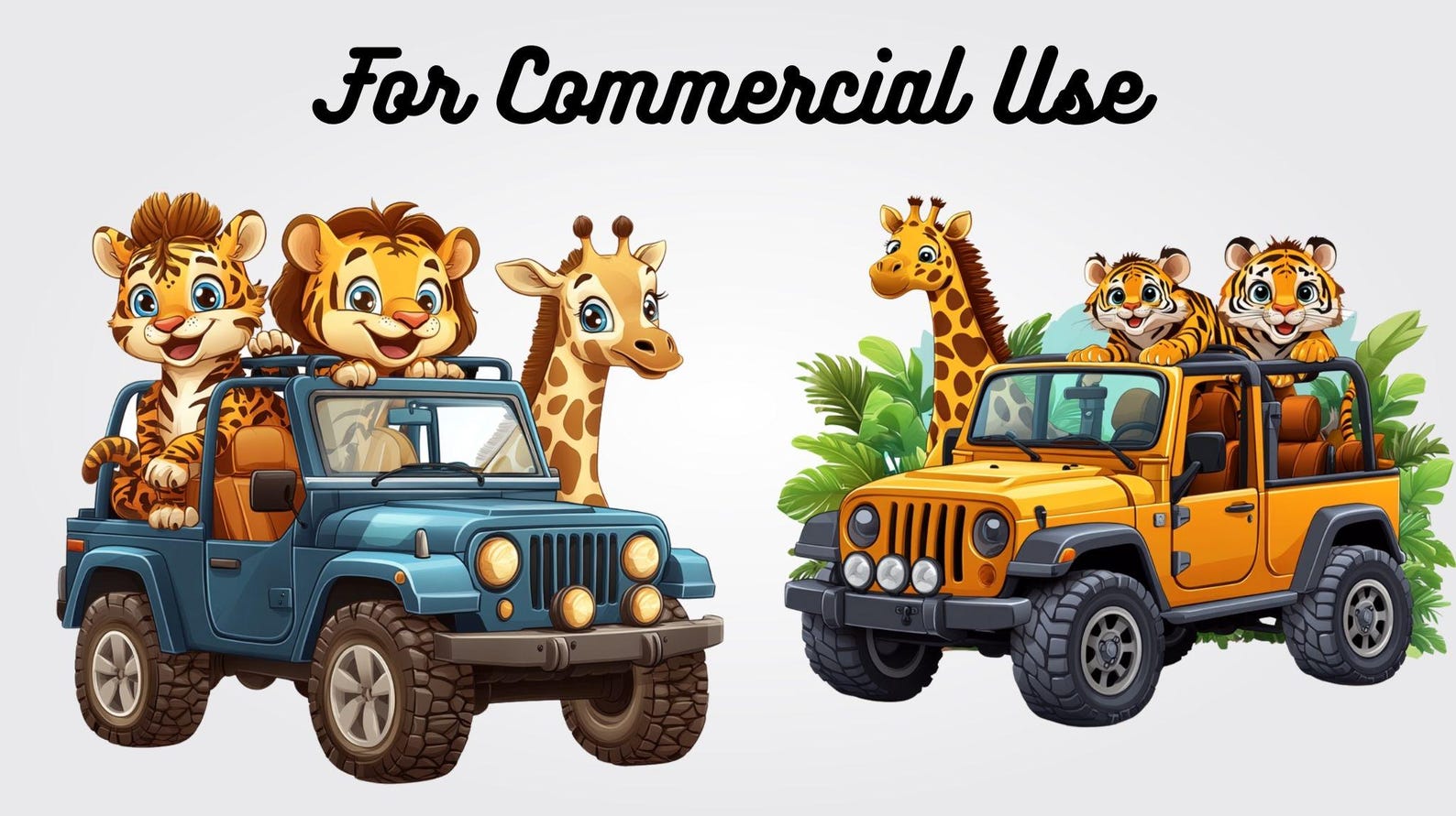 Safari Animals Jeep Clipart PNG: Jungle Birthday, Baby Shower (digital ...
