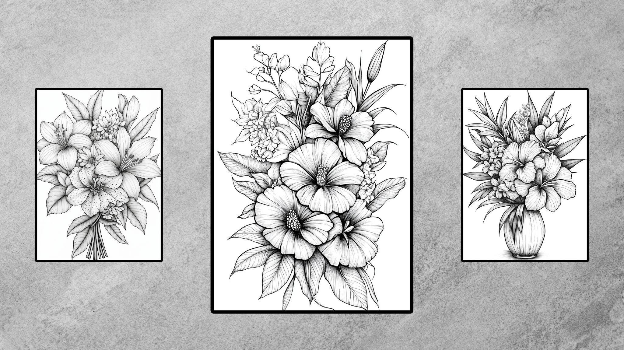 50 Tropical Flowers Coloring Pages,beautiful Illustrations, Flower ...