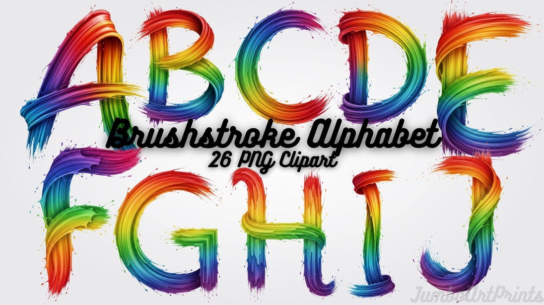 Brushstroke Alphabet PNG Clipart – Modern Paint Stroke Font (digital ...