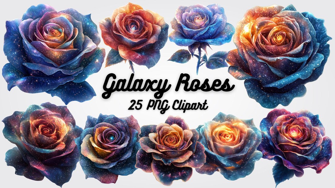 25 Galaxy Roses Clipart: Celestial PNG Images (digital Download) - Etsy