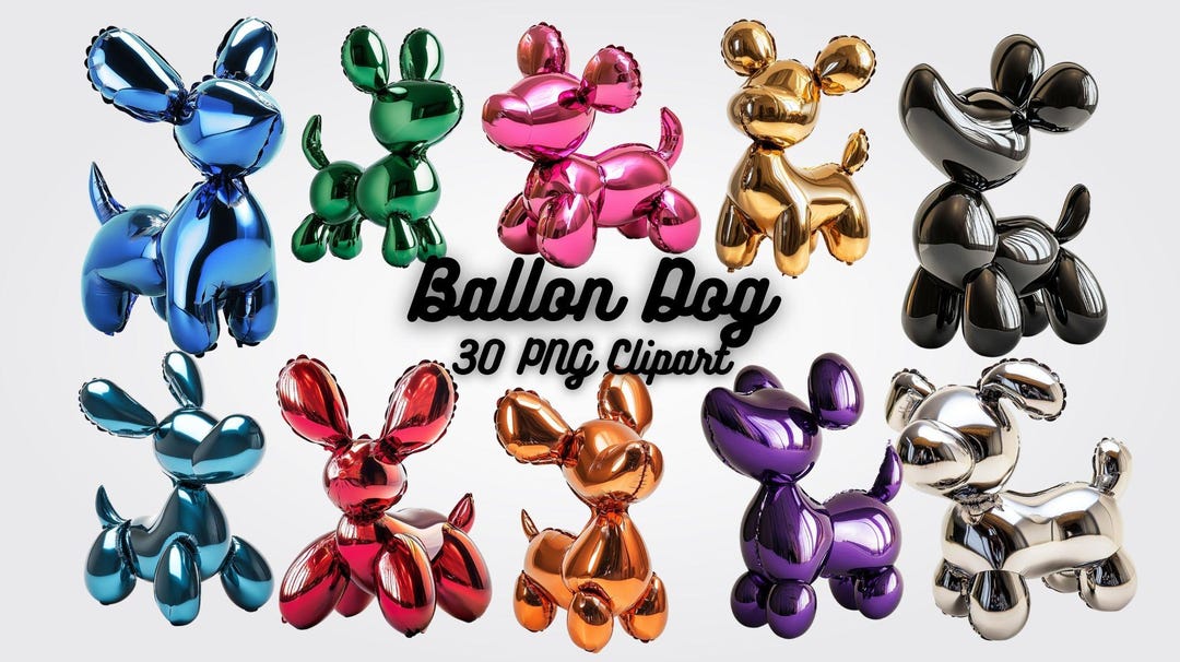 Balloon Dog Clipart, Dog Clipart, 30 Fun and Whimsical Balloon Animal ...
