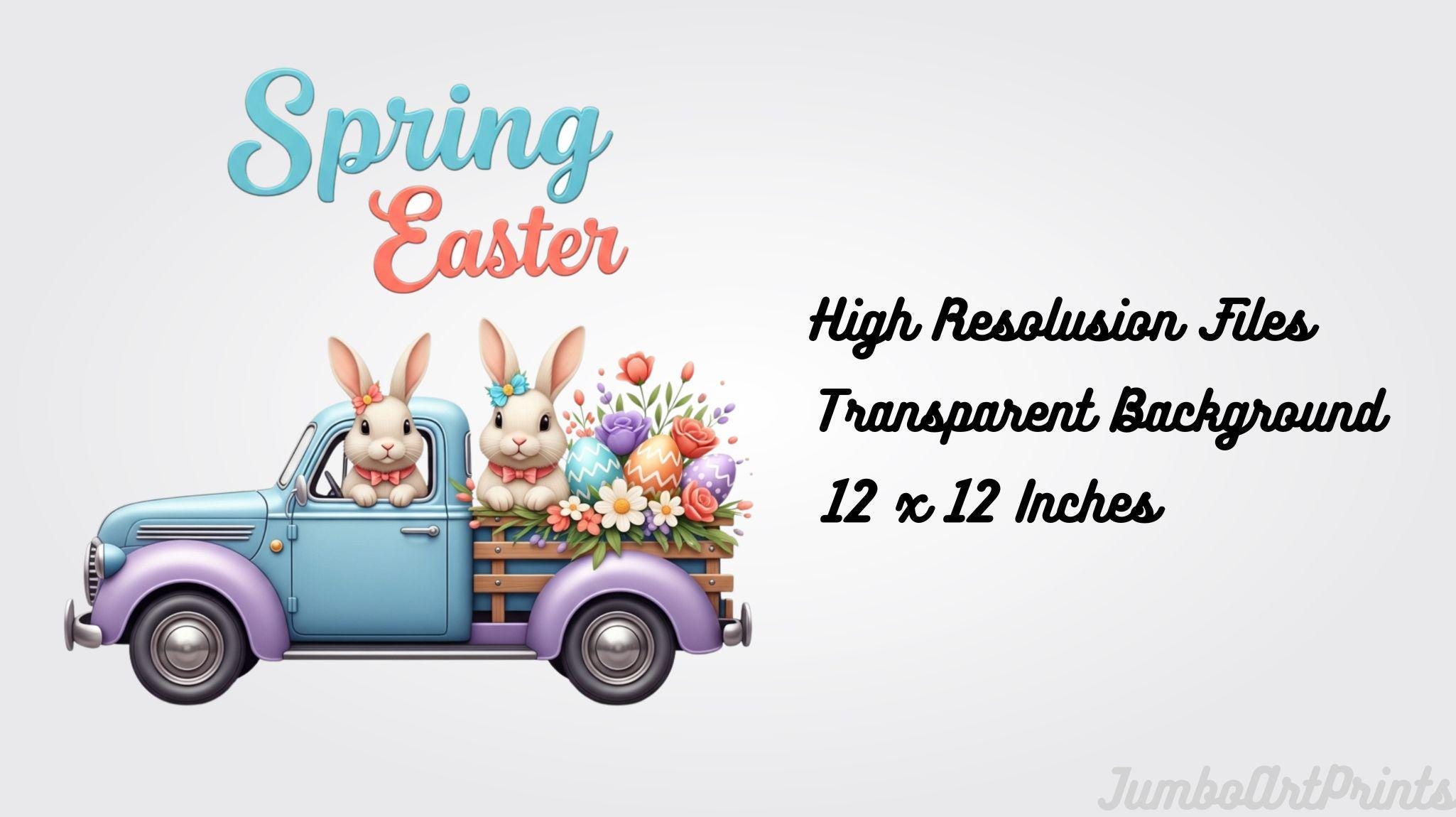 Easter Bunny Truck Clipart PNG Bundle, Vintage Farmhouse Spring ...