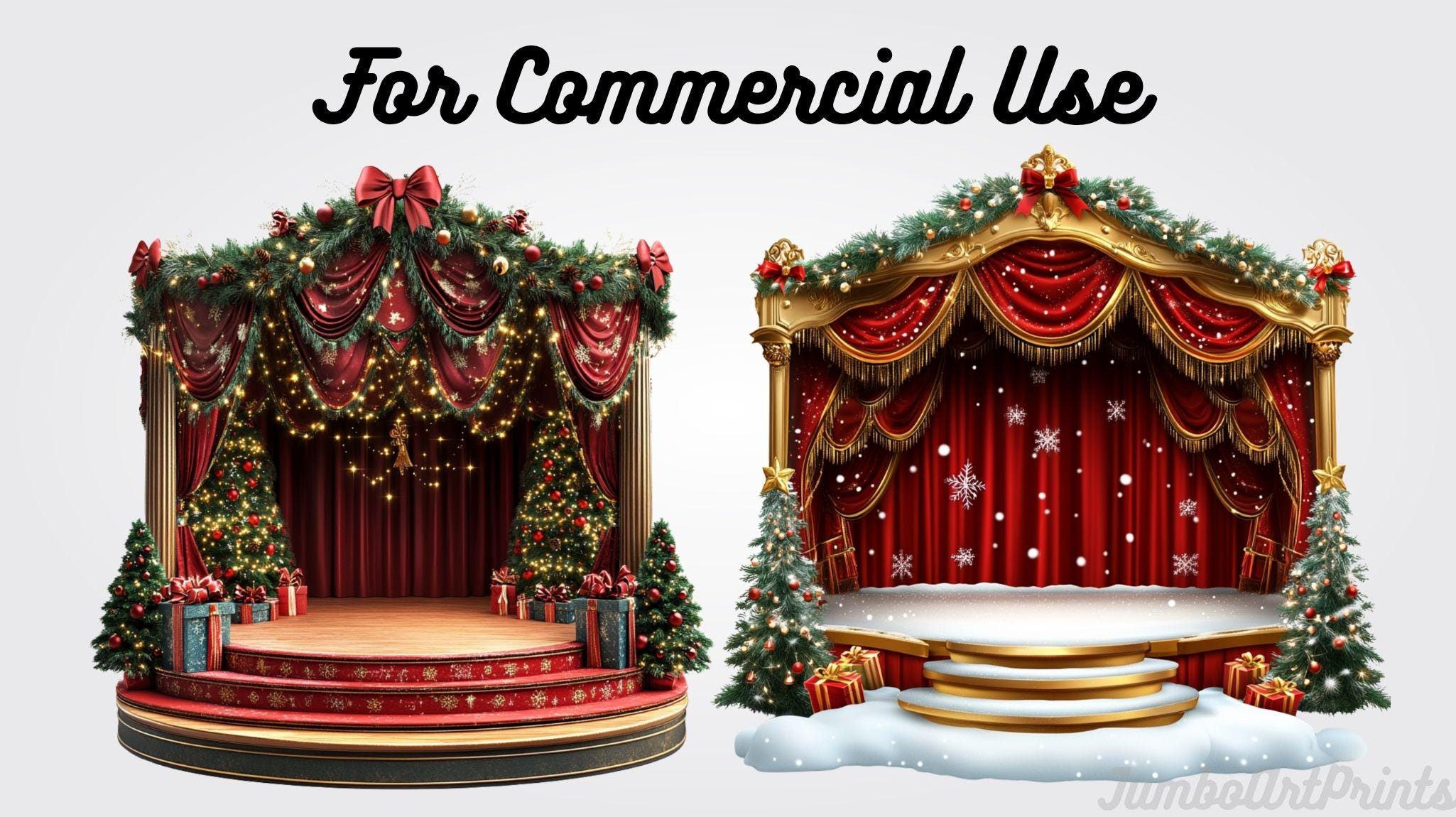 Christmas Theater Stage Clipart: Festive Holiday PNG (digital Download ...