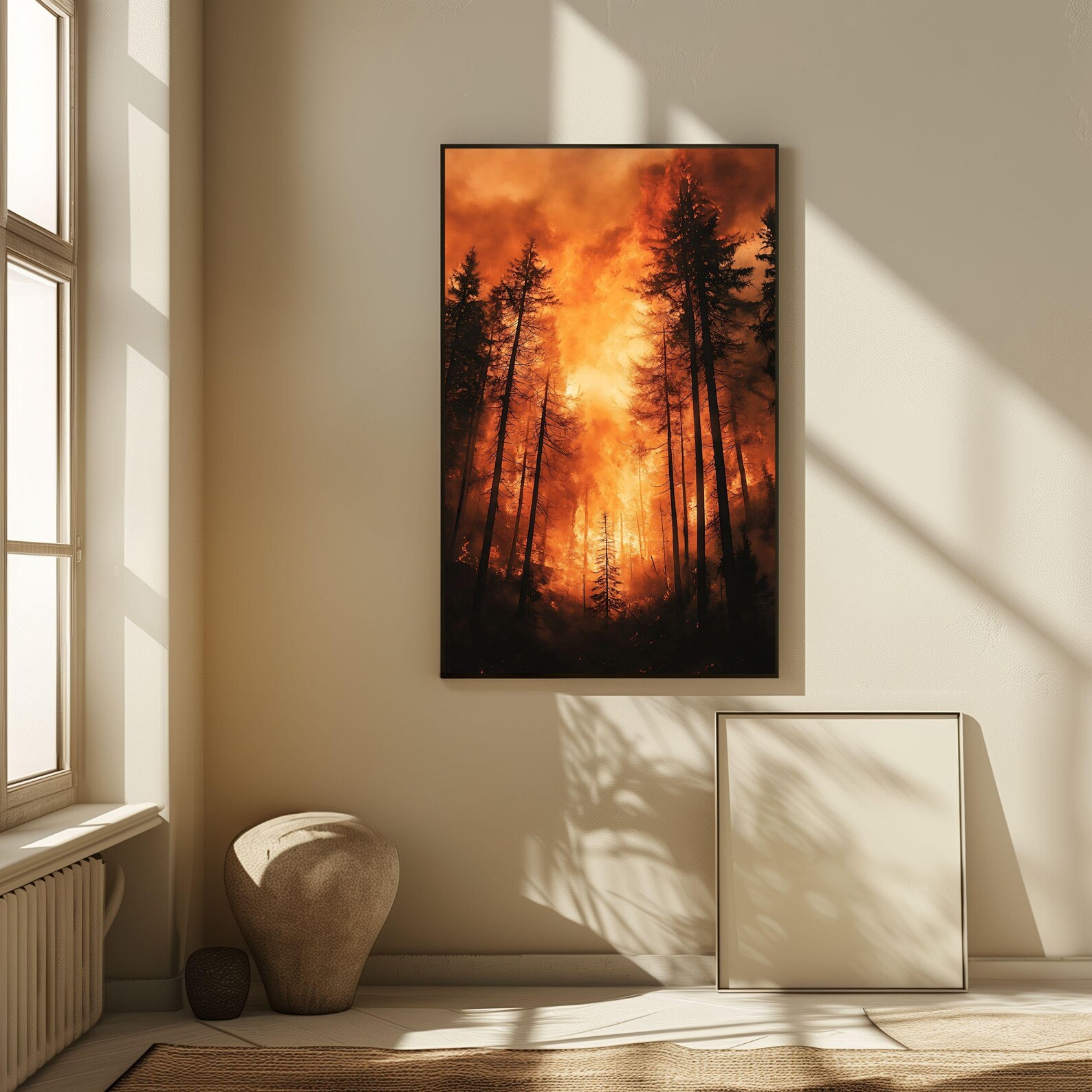 Forest Fire Wall Art Print: Dramatic Inferno Among Pines (digital ...