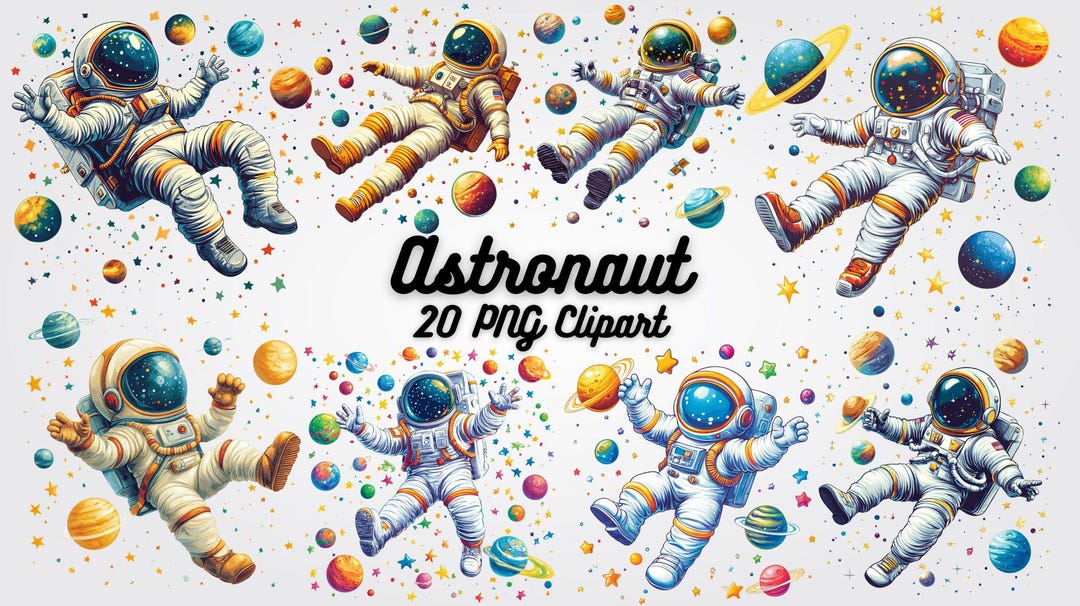 Astronaut Clipart: Space-themed PNG Images (digital Download) - Etsy