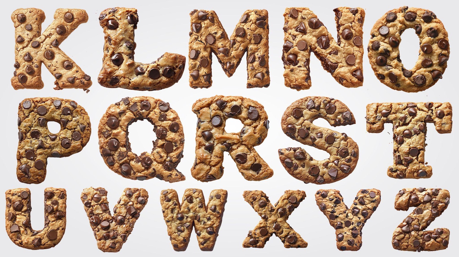 26 Chocolate Chip Cookies Alphabet Clipart, High-quality PNG Cookie ...