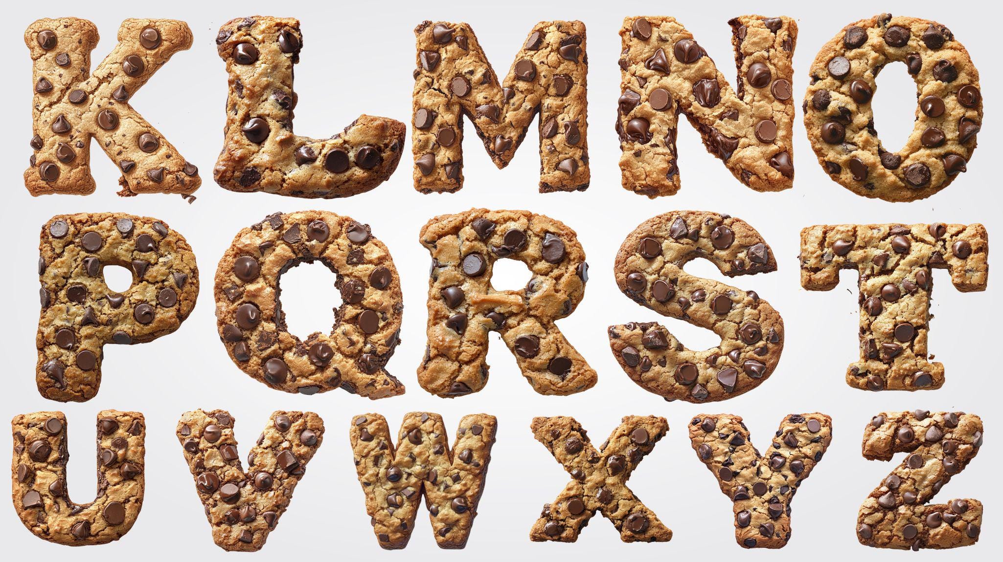 26 Chocolate Chip Cookies Alphabet Clipart, High-quality PNG Cookie ...