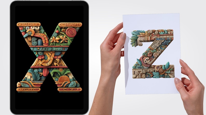 Mayan Alphabet Clipart: Ancient Tribal Letters PNG (digital Download ...