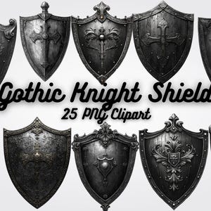 Gothic Knight Shield Clipart PNG, Medieval Armor Digital Download ...