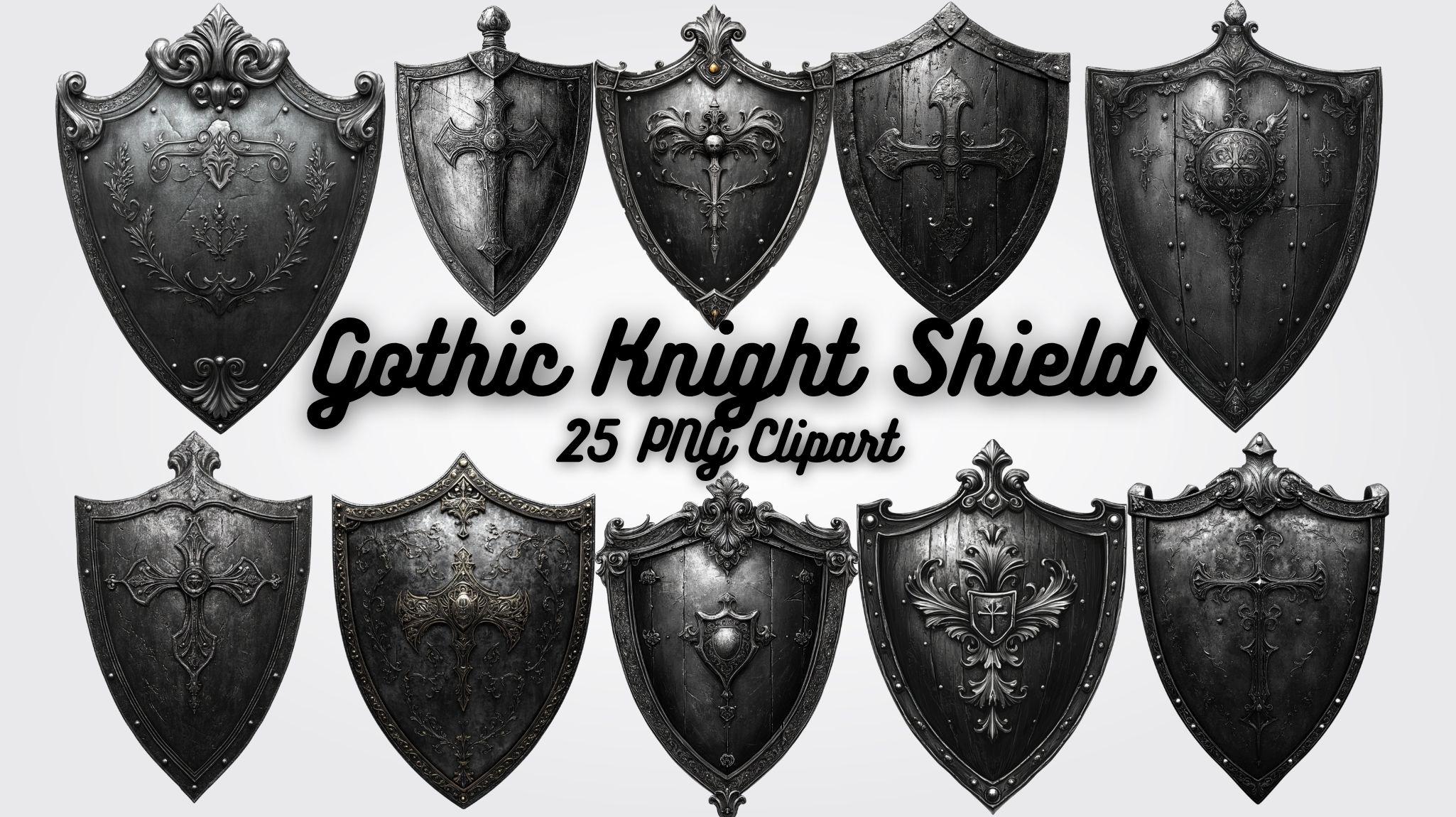 Gothic Knight Shield Clipart PNG, Medieval Armor Digital Download ...