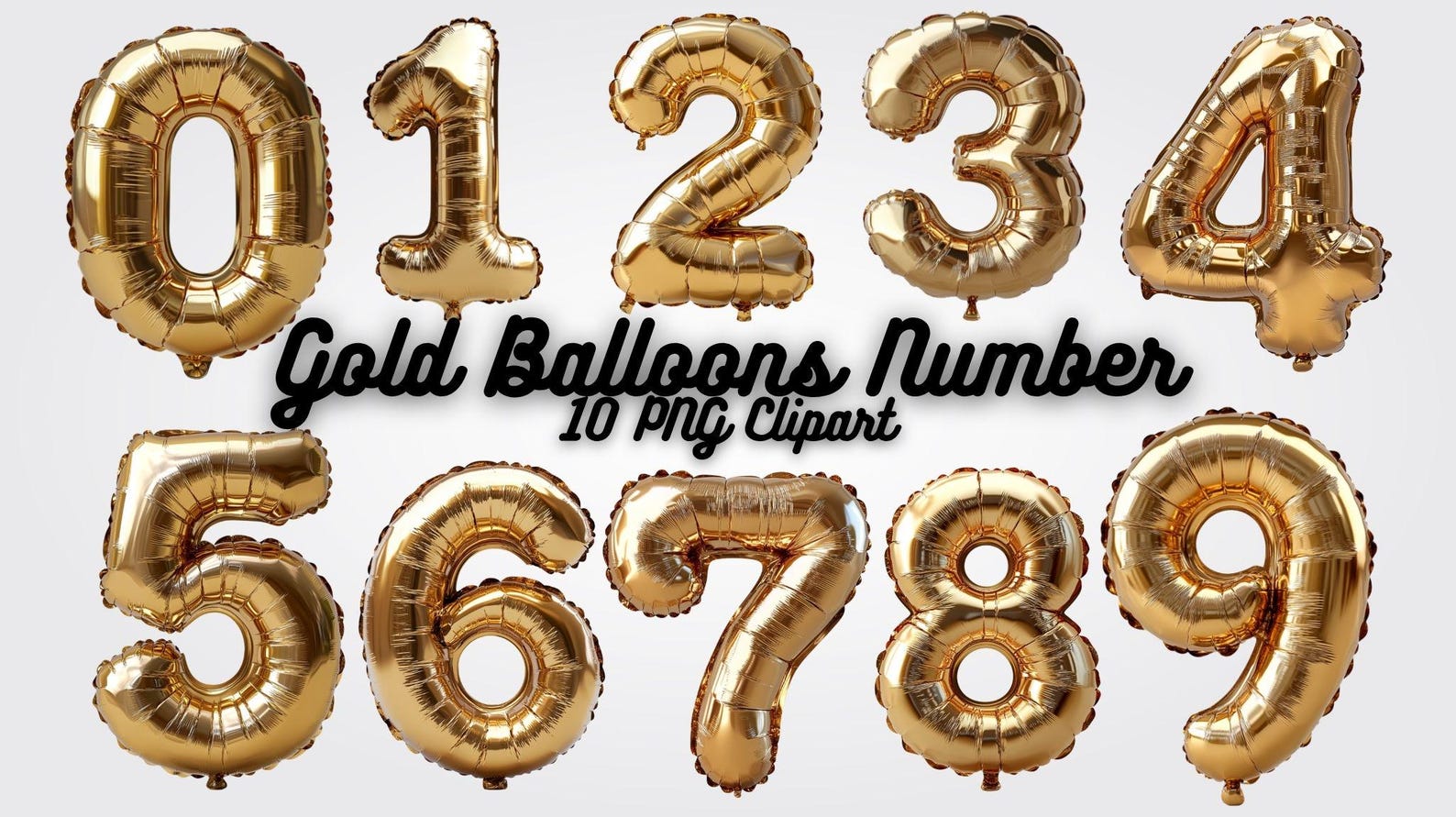 Gold Balloon Number Clipart: Birthday Party Printable (digital Download ...