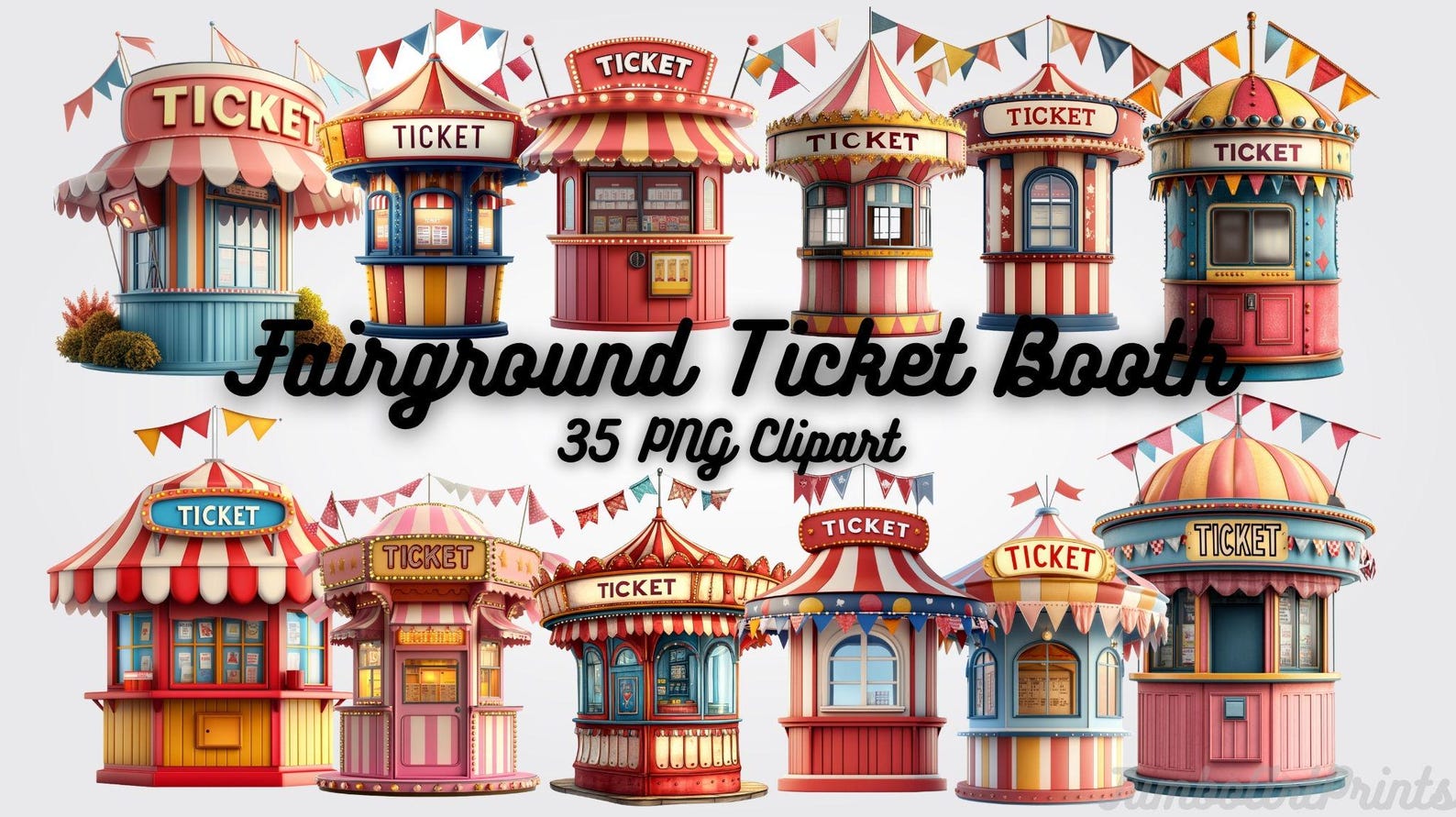 Fairground Ticket Booth Clipart: Vintage Carnival Stand PNG (digital ...