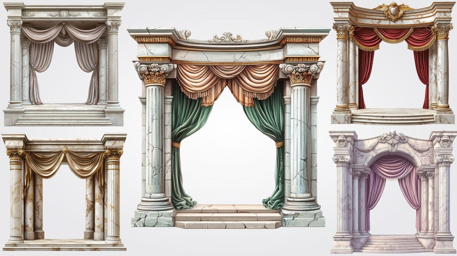 Ancient Theater Stage Clipart: Vintage Greek & Roman Backdrops (digital ...