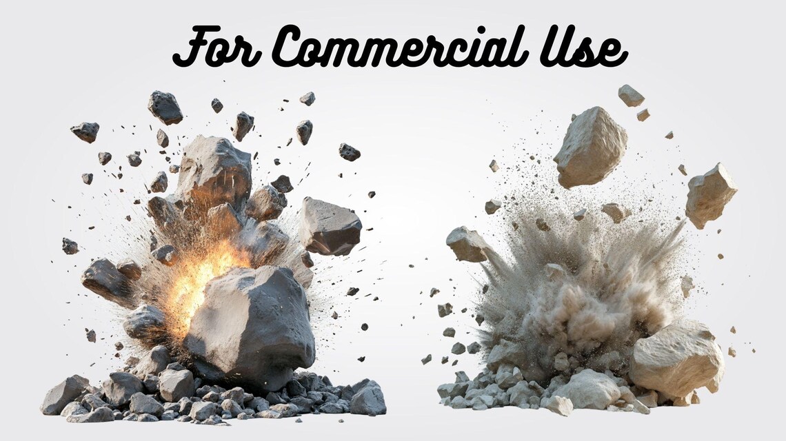 Dynamite Explosion Stones Clipart: Rock Blast PNG (digital Download) - Etsy