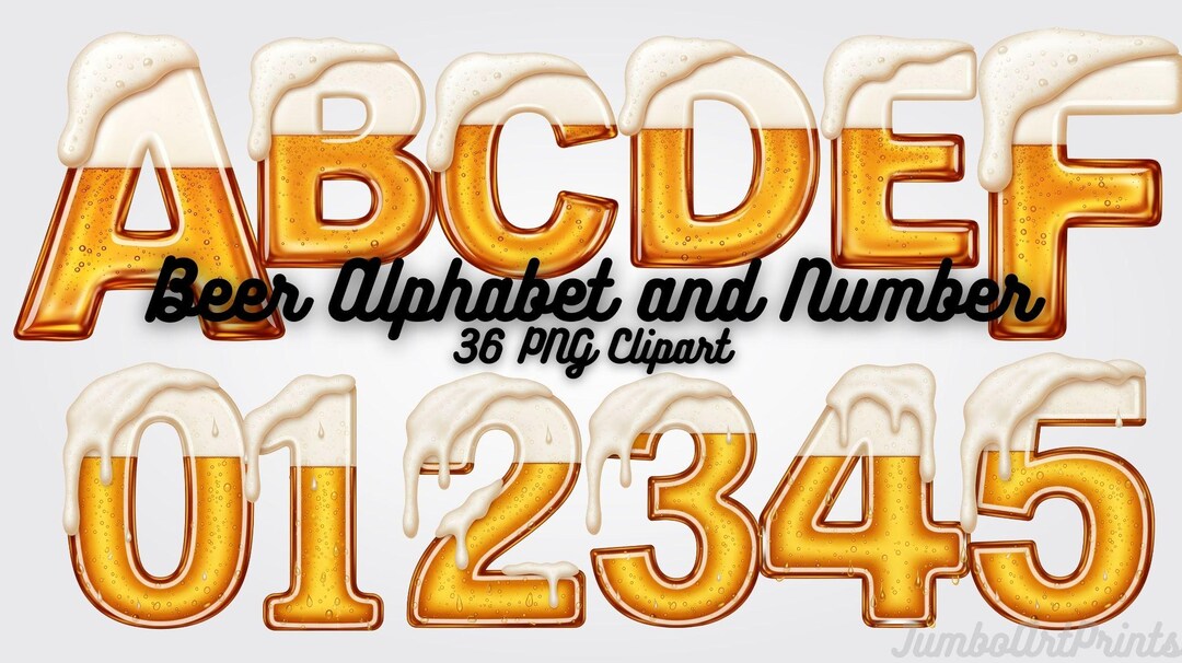 Beer Alphabet Clipart – PNG Brewery Letters & Numbers (digital Download ...
