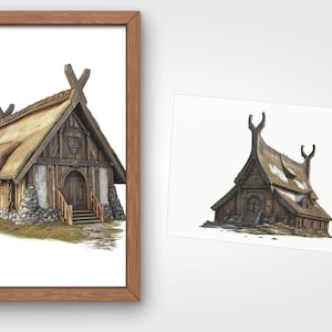 Viking House Clipart: Nordic Cabin Illustrations (PNG Digital Art) - Etsy