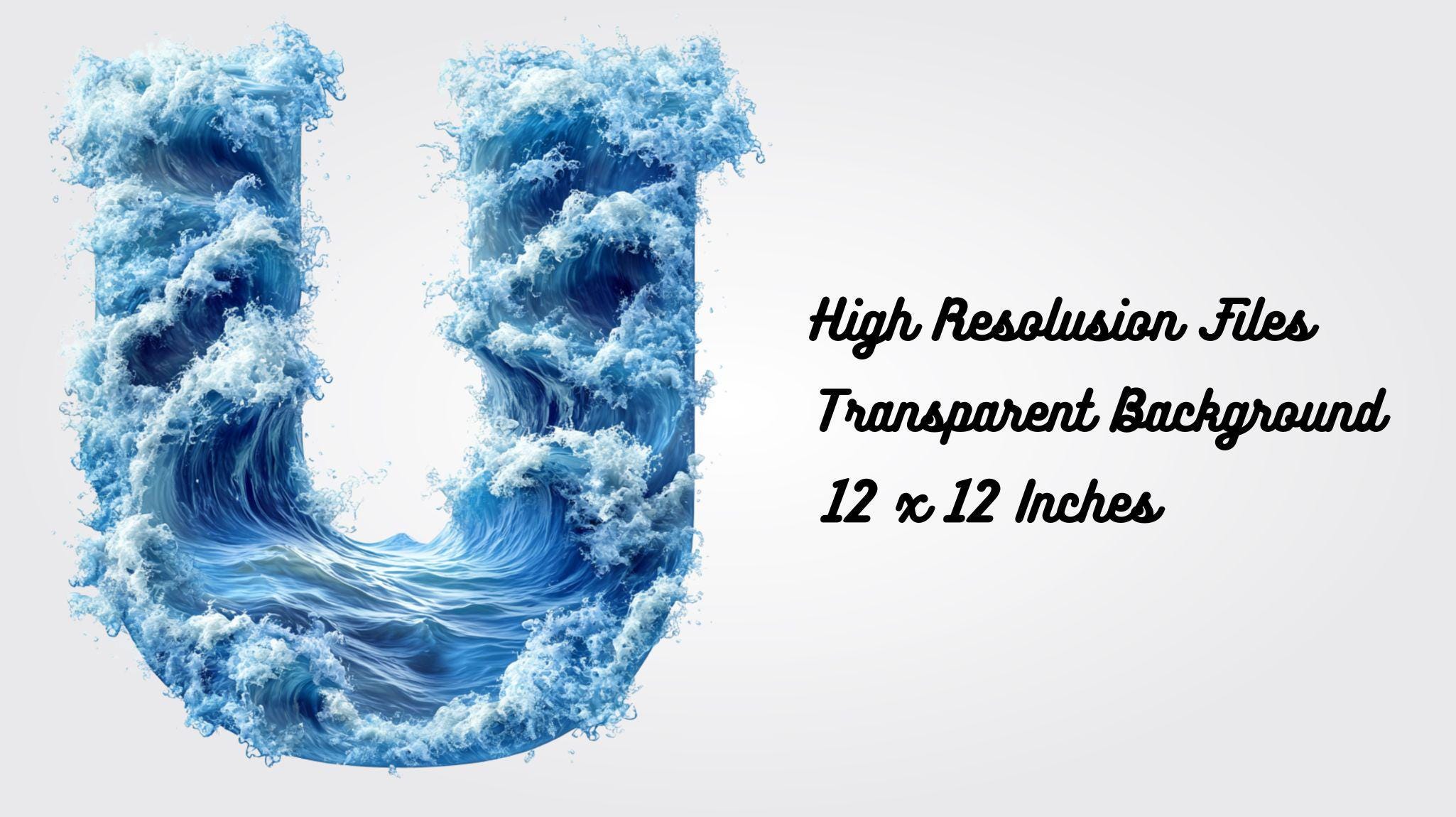 Ocean Waves Alphabet Clipart, Water Splash Letters PNG, Water Waves ...