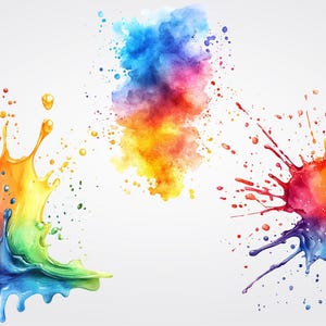 40 Watercolor Color Splash Clipart ,paint Splatter Clipart, , Abstract ...