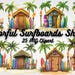Colorful Surfboards Shack Clipart, 25 PNG Summer Beach Clip Art ...