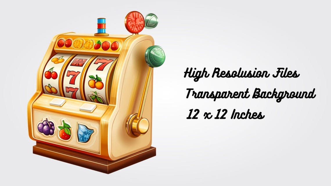 Retro Slot Machine Clipart: Las Vegas Casino Graphics (25 PNG Digital ...