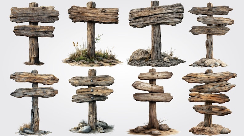 Antique Signpost Clipart, Singpost PNG, 30 Vintage Street Signs Digital ...