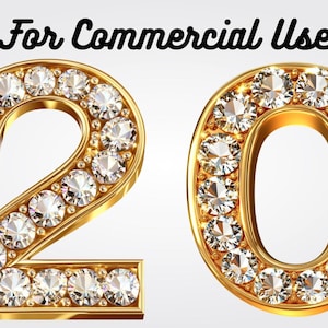 Diamond Glitter Gold Numbers PNG: Luxury Party Printable Decor (digital ...