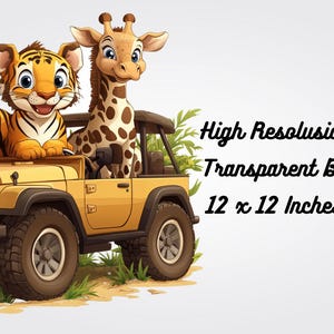 Safari Animals Jeep Clipart PNG: Jungle Birthday, Baby Shower (digital ...
