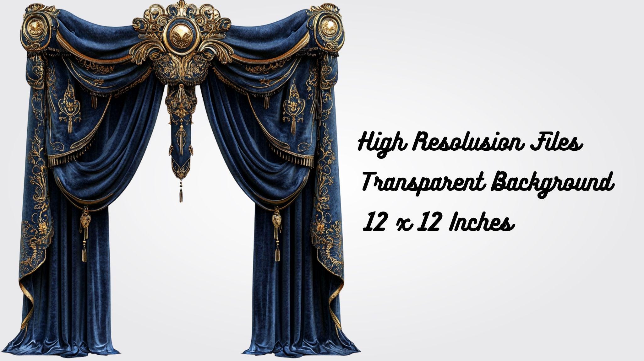 Blue Velvet Curtains Clipart, 25 Luxury Curtain Overlays for Party ...