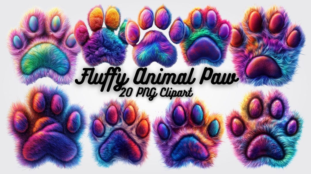 Fluffy Animal Paw Clipart, Cute Paw Print PNG, Fluffy Paw PNG, Furry ...