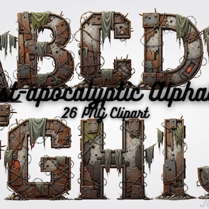 Dystopian Alphabet Clipart – Grunge PNG Font, Game UI (digital Download ...