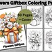 50 Flowers Giftbox Coloring Pages for Adults and for Kids Grayscale ...