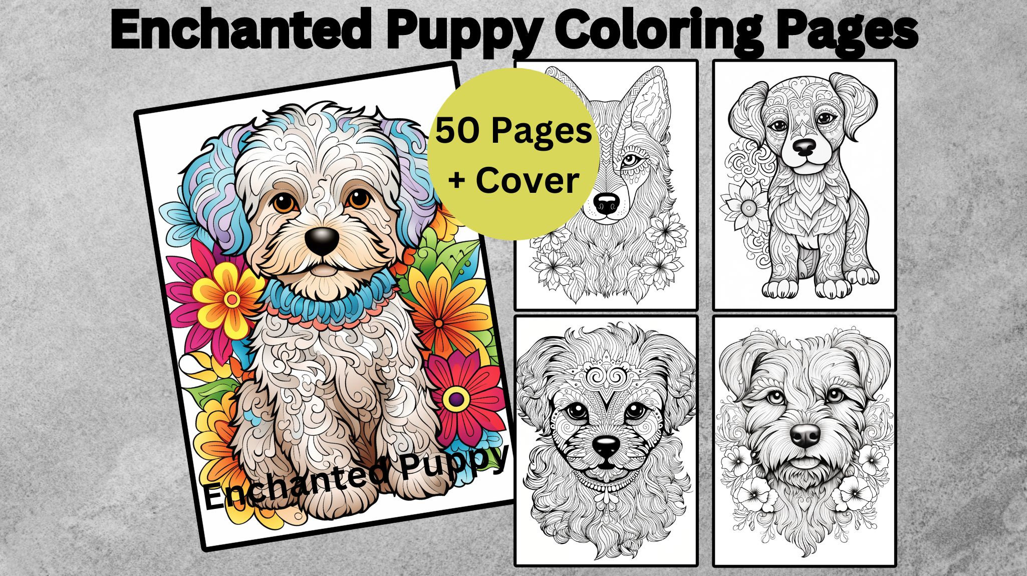 50 Enchanted Puppy Coloring Pages,grayscale Coloring Pages , Adult and ...