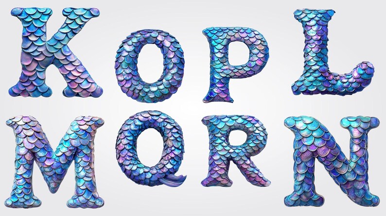 Mermaid Scale Alphabet Clipart, Mermaid Letter, Iridescent Ocean ...