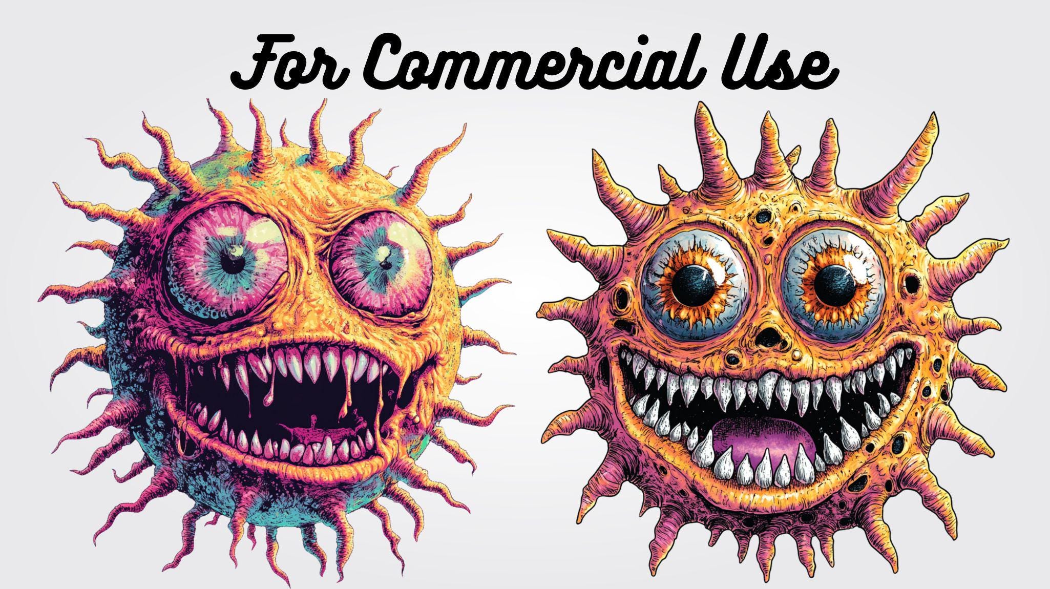 Retro Comic Germ Clipart: 20 PNG Images (12x12 Inch) - Etsy