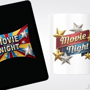 Retro Movie Night Banner Clipart - Vintage Cinema Metallic Star Banners ...