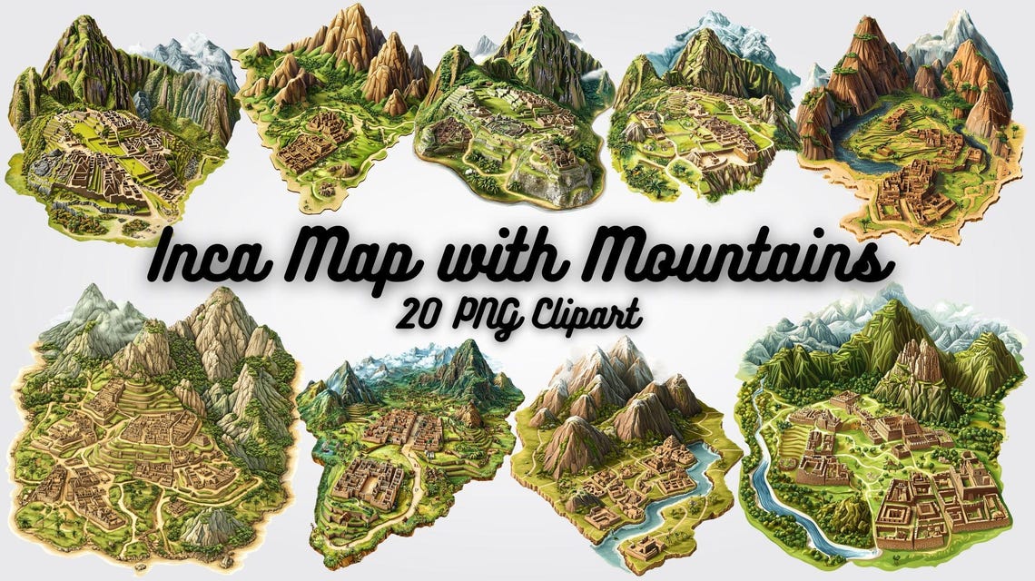 Inca Mountain Map Clipart: Ancient History Pngs (digital Download) - Etsy
