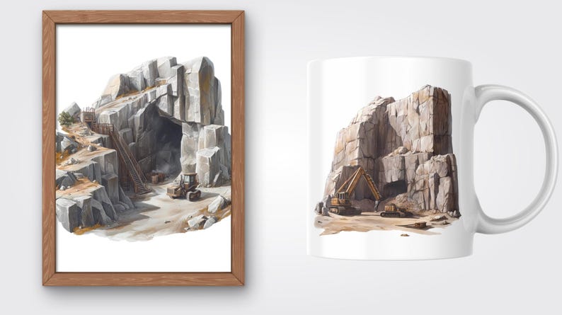 Stone Quarry Clipart, Digital Mining Rocks, Quarry Equipment ...