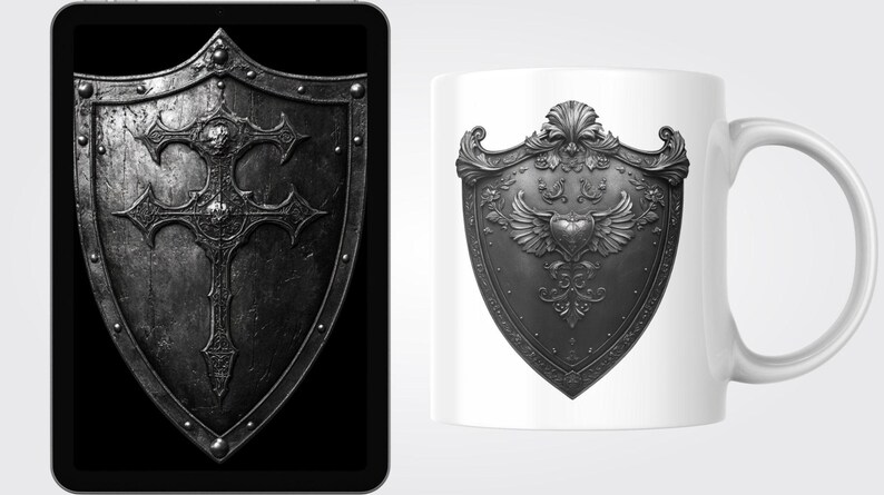 Gothic Knight Shield Clipart PNG, Medieval Armor Digital Download ...