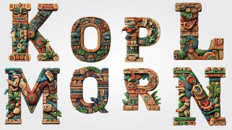 Mayan Alphabet Clipart PNG, Ancient Tribal Alphabet Letters PNG, Aztec ...