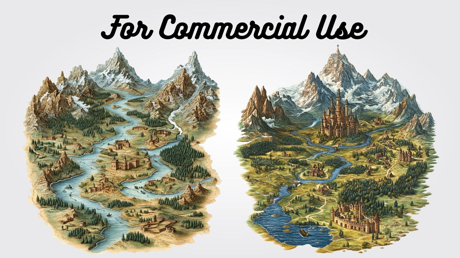 Medieval Map Clipart, Historical Clipart, 15 Vintage Pngs, Fantasy Old ...