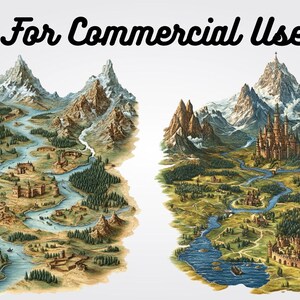 Vintage Medieval Map Clipart: Fantasy World Pngs (15 Files, Instant ...