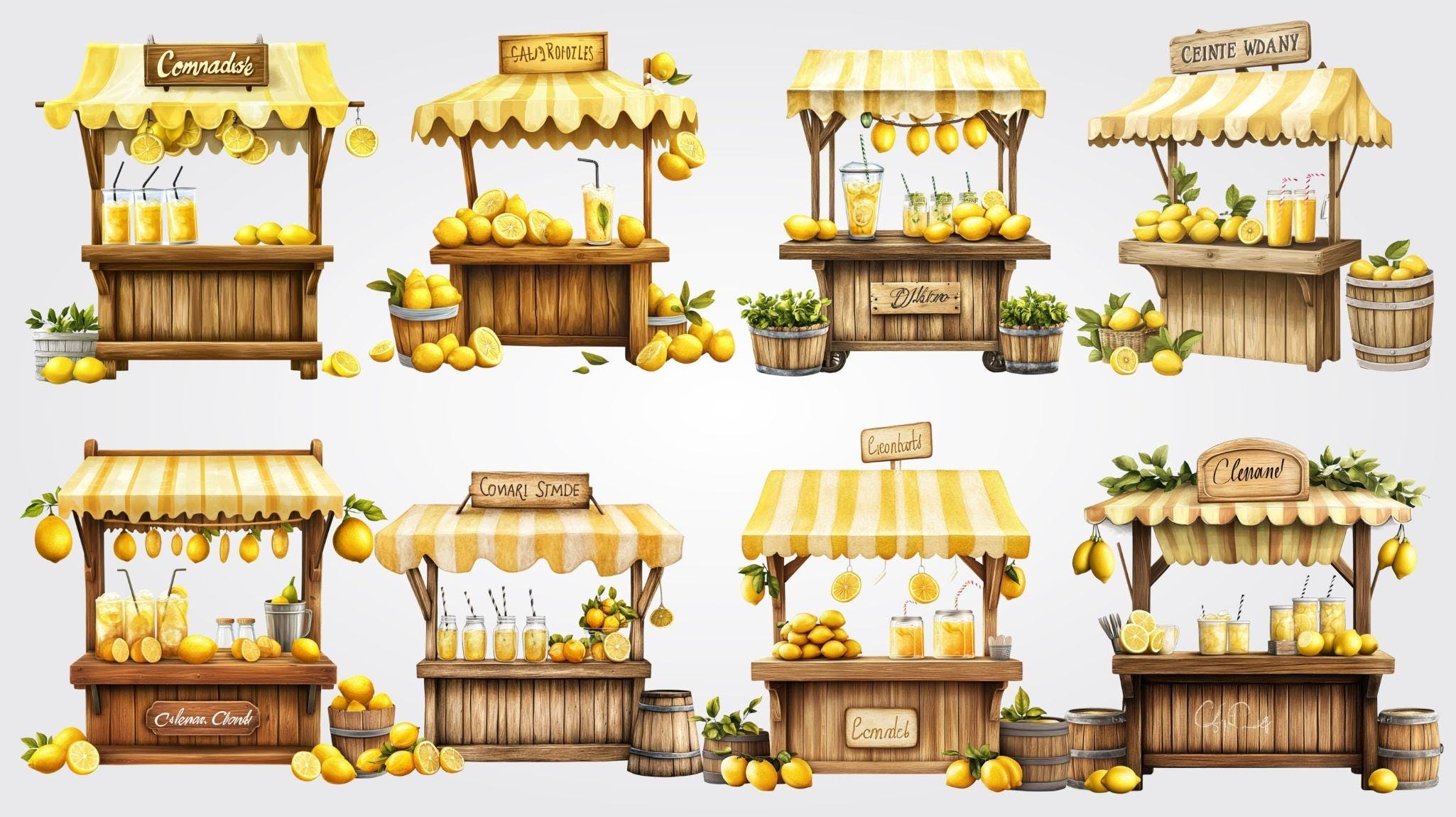 Lemonade Stand Clipart, Citrus Clipart, Summer Stand Illustrations ...