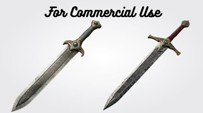 50 Medieval Sword Clipart: PNG Graphics for Digital Art (12x12 Inch ...