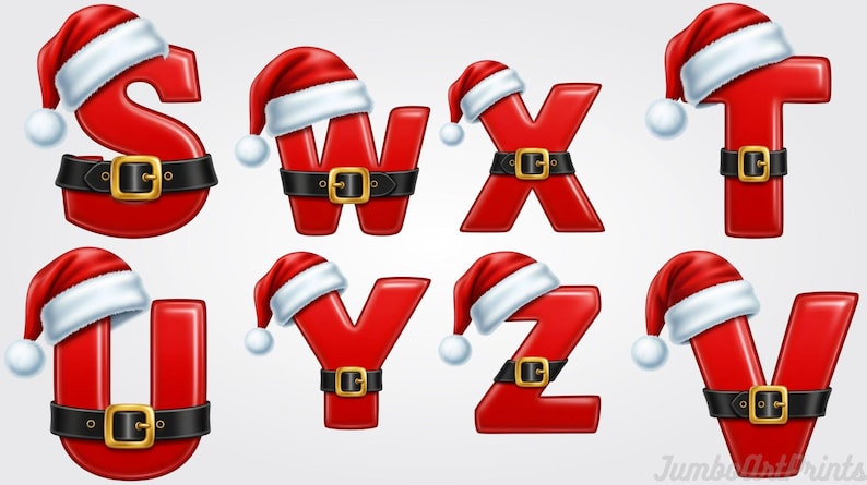 Santa Alphabet PNG – 26 Festive Christmas Letters With Hats & Belts - Etsy