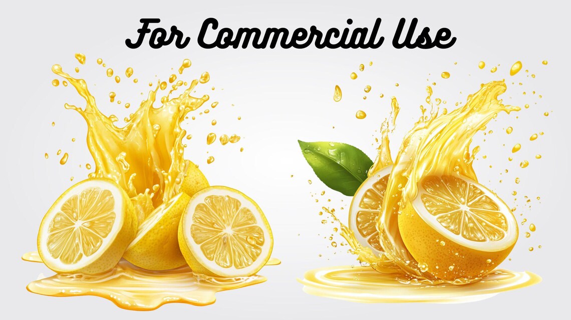 Lemon Juice Clipart: 27 Citrus PNG Graphics (commercial Use) - Etsy