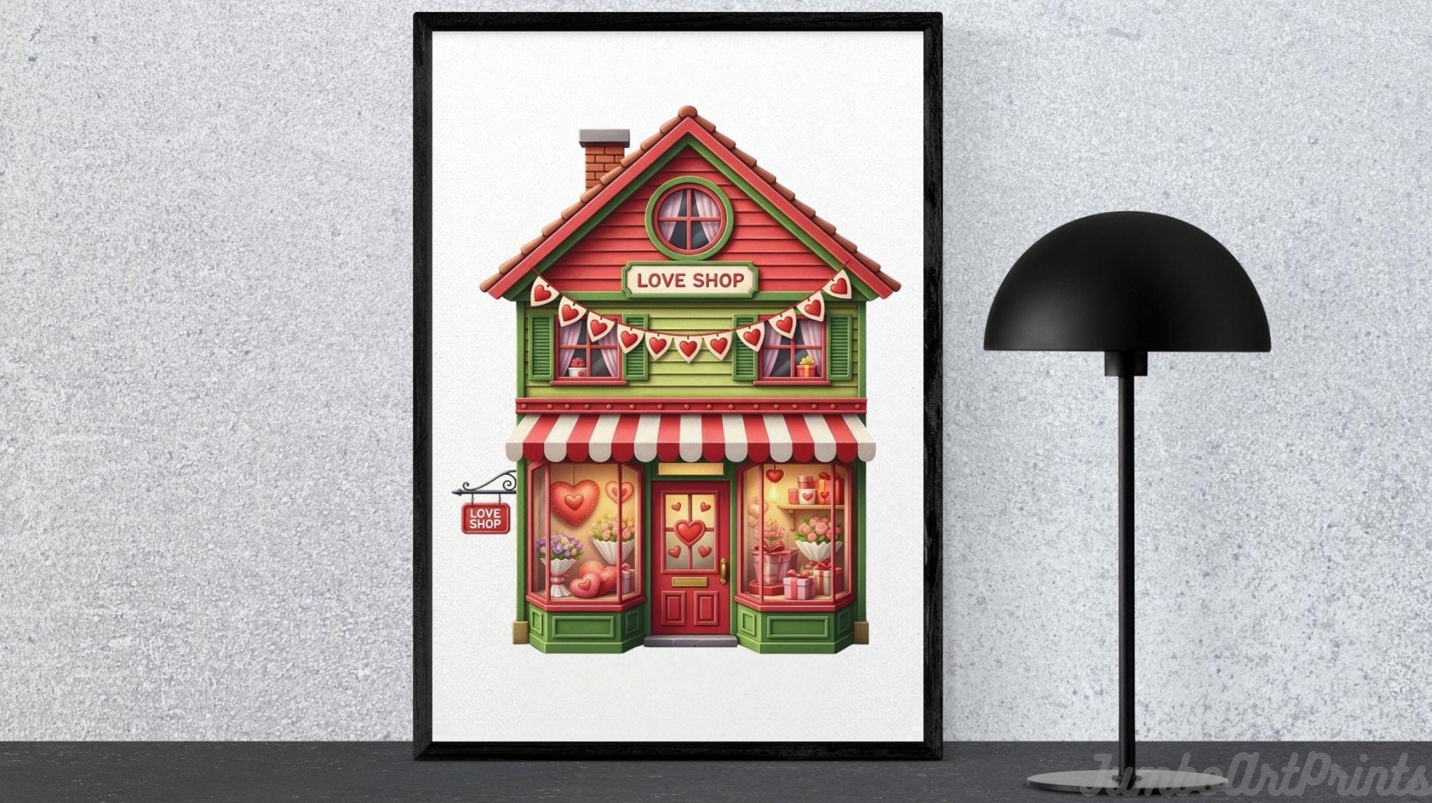 Love Shop House Clipart - Valentine Store Pngs, Red Green Shop Graphics ...